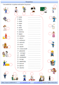 Jobs Worksheets – Kingilizce
