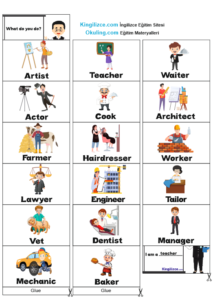 Jobs Worksheets – Kingilizce