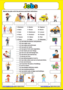 Jobs Worksheets – Kingilizce