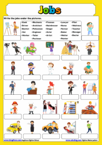 Jobs Worksheets – Kingilizce